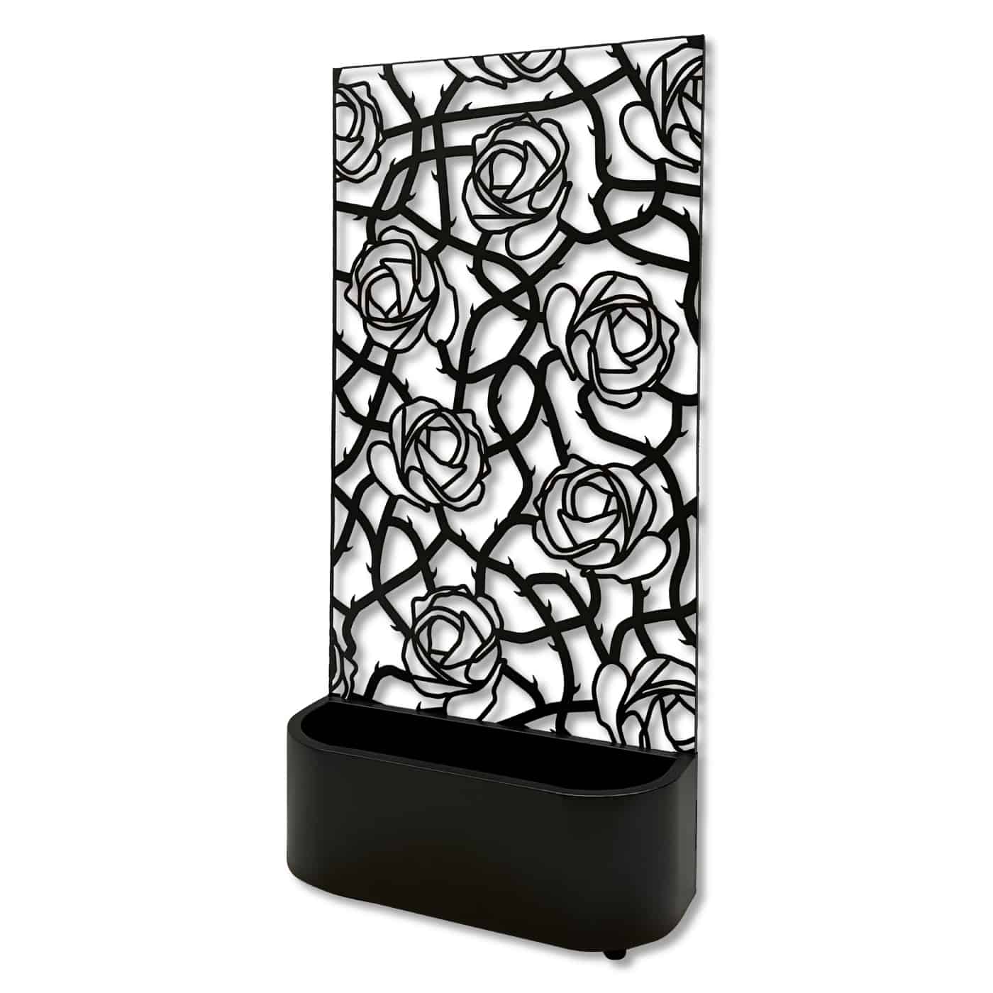 Entangled Screen with Rounded Planter | Black Metal | 2 Sizes - Screens ...