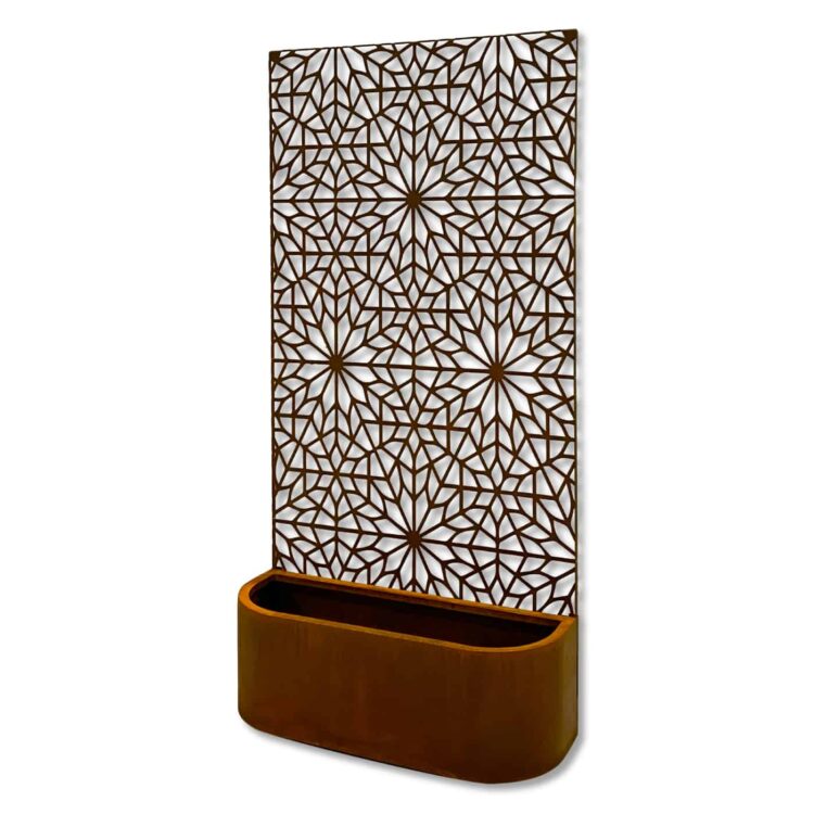 Ria Screen with Rounded Planter | Corten Steel | 2 Sizes - Screens by Core
