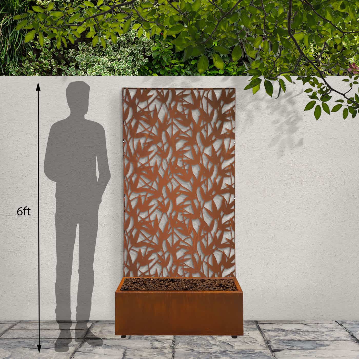 Bamboo Screen with Planter | Corten Steel | 2 Sizes - Screens by Core